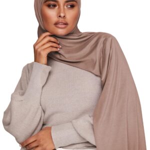 VOILE CHIC Premium Jersey Hijab Scarf For Women - Islamic Head Scarf Wrap Hijabs (Taupe)