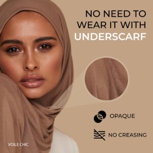 VOILE CHIC Premium Jersey Hijab Scarf For Women - Islamic Head Scarf Wrap Hijabs (Taupe)