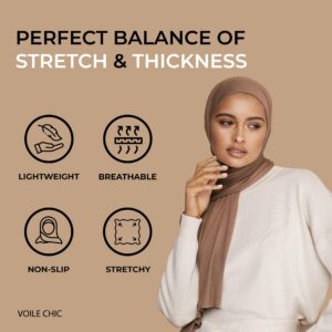 VOILE CHIC Premium Jersey Hijab Scarf For Women - Islamic Head Scarf Wrap Hijabs (Taupe)