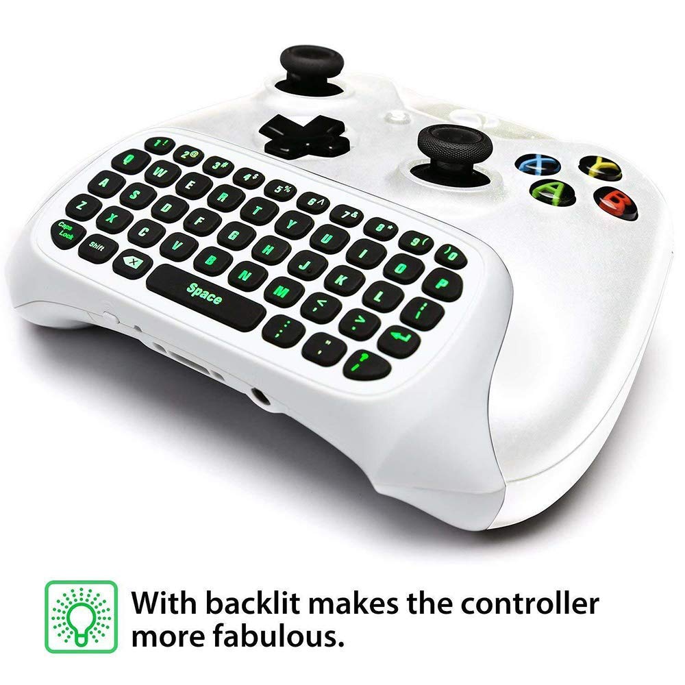 OSTENT 2.4G Wireless Chat Gamepad Keyboard with Headset Audio for Microsoft Xbox One/S/X Controller Color White