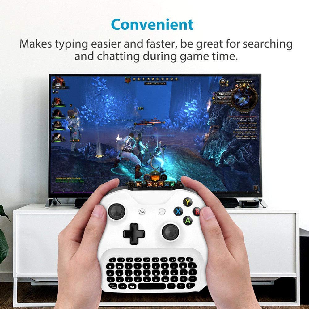 OSTENT 2.4G Wireless Chat Gamepad Keyboard with Headset Audio for Microsoft Xbox One/S/X Controller Color White