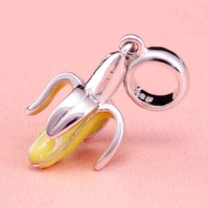 925 Sterling Silver Banana Charm Fruit Charm Christmas Charm Love Charm Lucky Charm for Pandora Charm Bracelet