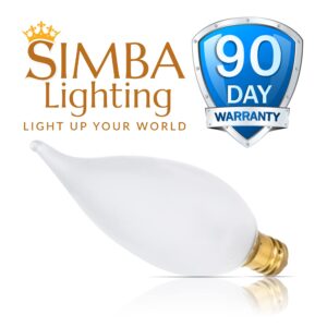 Simba Lighting Candelabra Flame Tip Frosted CA10 40W E12 Base (12 Pack) Decorative Incandescent Light Bulbs 120V for Chandeliers, Ceiling Fan Lights, Pendants, Wall Sconces, Dimmable, Warm White 2700K