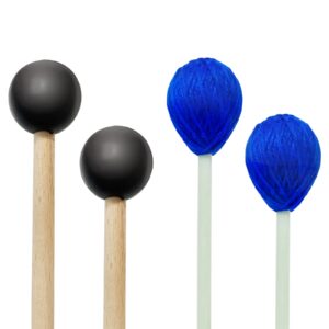 yznlife marimba mallets glockenspiel sticks 1 pair medium hard yarn head marimba mallets and 1 pair rubber mallets sticks for percussion bell glockenspiel marimba