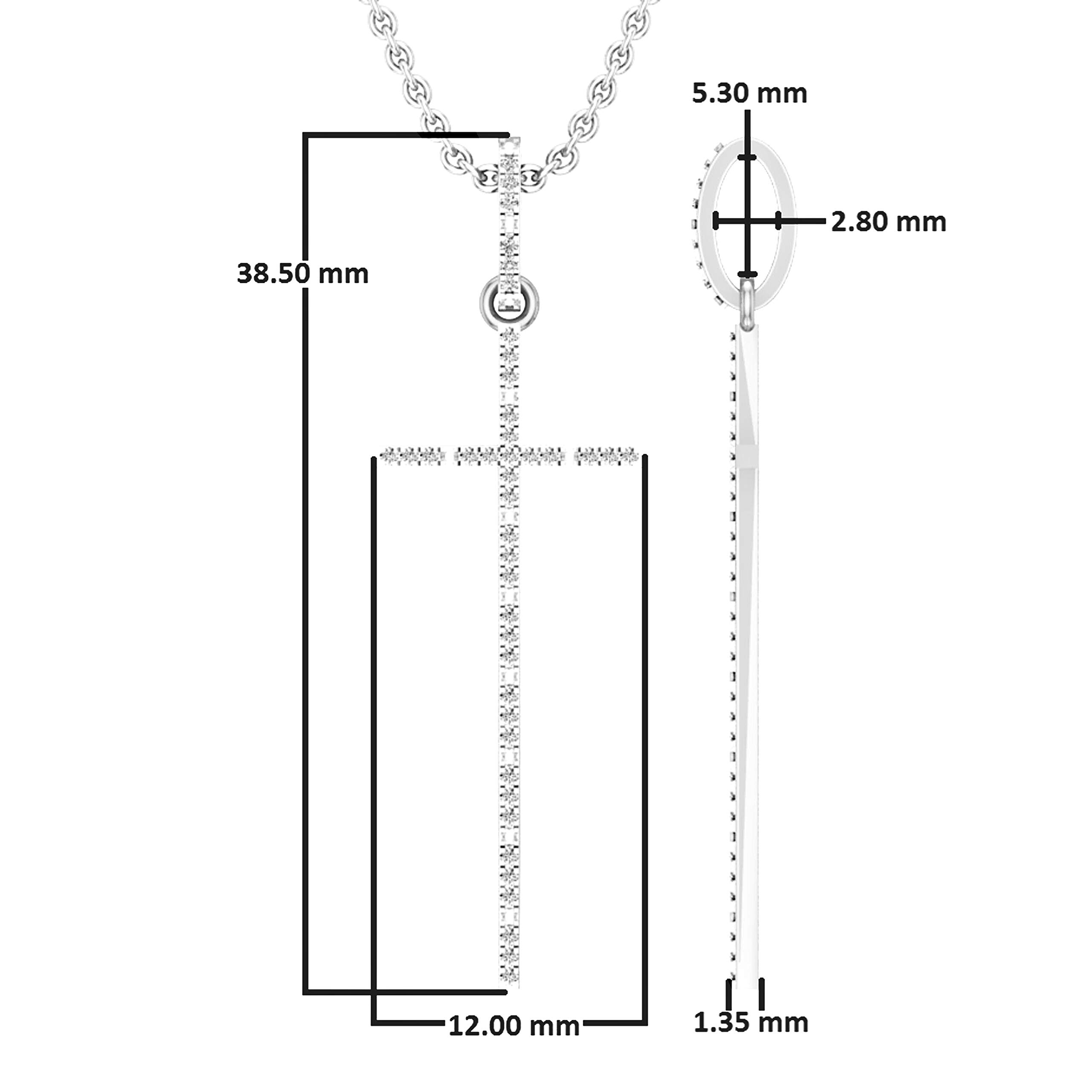 Dazzlingrock Collection Round White Diamond Cross Pendant for Women with 18 inch Silver Chain (0.09 Ctw) in 14K White Gold