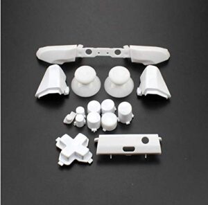 rb lb bumper rt lt trigger buttons mod kit for xbox one s slim controller analog stick dpad solid &chorme (solid white)