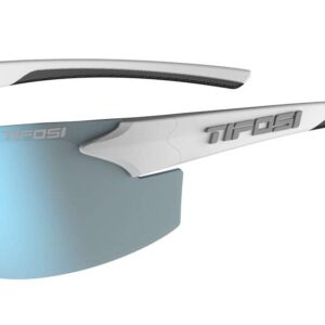 Tifosi Optics Track Sunglasses (White/Black, Smoke Bright Blue)