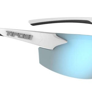 Tifosi Optics Track Sunglasses (White/Black, Smoke Bright Blue)