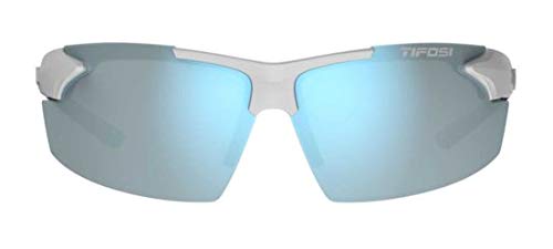 Tifosi Optics Track Sunglasses (White/Black, Smoke Bright Blue)