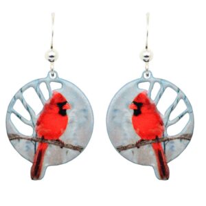 cardinal earrings by d'ears non-tarnish sterling silver french hook ear wire