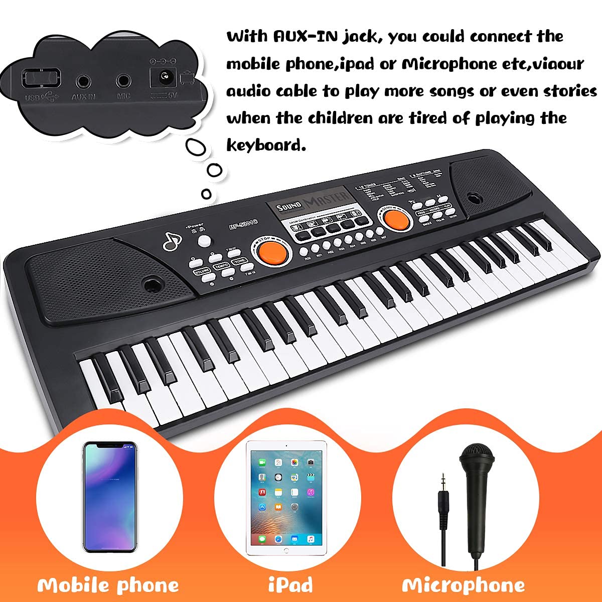 WOSTOO Kids Piano Keyboard, 49 Keys Portable Keyboard Electronic Digital Piano Educational Learning Toy Music Gifts Keyboard Piano for Beginners Kids Girls Boys with Microphone