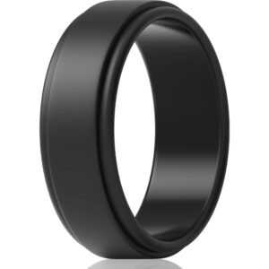 thunderfit silicone wedding ring for men - 1 ring (black, 5.5-6 (16.5mm))