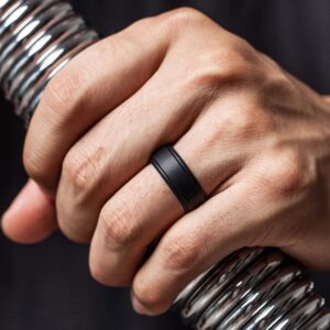 ThunderFit Silicone Wedding Ring for Men - 1 Ring (Black, 5.5-6 (16.5mm))