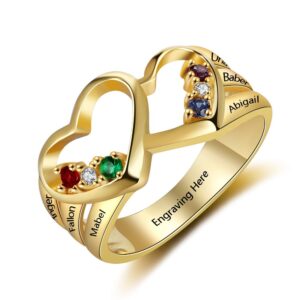 personalized 6 simulated birthstones rings for grandmother mothers rings anniversary rings for women (gold, 9)