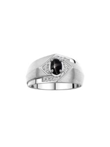 rylos fun & fashionable beautiful black star-sapphire & diamond ring * size 9