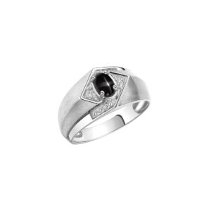 Rylos Fun & Fashionable Beautiful Black Star-Sapphire & Diamond Ring * Size 9