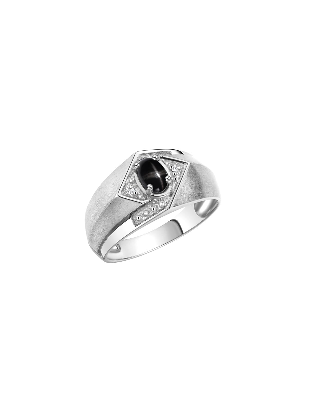 Rylos Fun & Fashionable Beautiful Black Star-Sapphire & Diamond Ring * Size 9