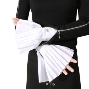 Mrotrida Wrist Cuffs for Women's Fashion Pleated Horn Cuff Detachable Shirt Fake Sleeve Cuffs Sunscreen Decorated Accessories (White)