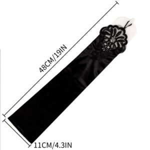 SAVITA Fingerless Long Gloves Pierced Elbow Length Satin Gloves 19 Inches Stretchy Opera Evening Party 1920s Gloves for Women