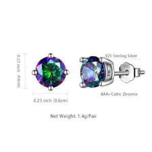 Aurora Tears Mystic-topaz Rainbow Studs Earrings Men 925 Sterling Silver Women Small Stud Crystal Cubic Zirconia Minimalist Stud Earring Dating Jewelry Gift DE0093M