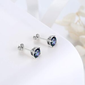 Aurora Tears Mystic-topaz Rainbow Studs Earrings Men 925 Sterling Silver Women Small Stud Crystal Cubic Zirconia Minimalist Stud Earring Dating Jewelry Gift DE0093M