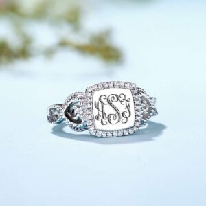 Getname Necklace Personalized Custom Engraved Classic Monogram Ring Sterling Silver 925 Wedding Band Ring Mother's Day Jewelry