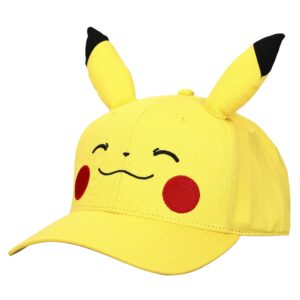 bioworld pokemon pikachu big face pre-curved bill snapback hat