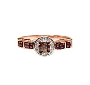 brandy diamondorables♥ 18k rose gold silver chocolate brown solitaire lovely halo ring 2.00 ctw. (6.5)