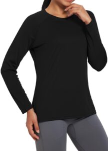 baleaf women's workout tops long sleeve running shirts quick dry moisture wicking athletic t-shirts for exercise gym sports yoga black size s