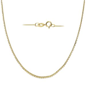 everyday elegance solid 14k yellow gold box link chain necklace for women | square box chain design | spring ring clasp | 0.60mm thickness | 14 inch length | with gift box