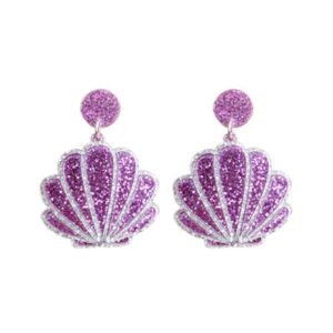 ruizhen acrylic sea shell nautical sea beach stud earrings summer beach earrings for women (purple)