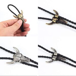 AZORA Western Cowboy Bolo Tie Men Leather Necktie Rope Cord Pendant Necklace Braided Jewelry for Men