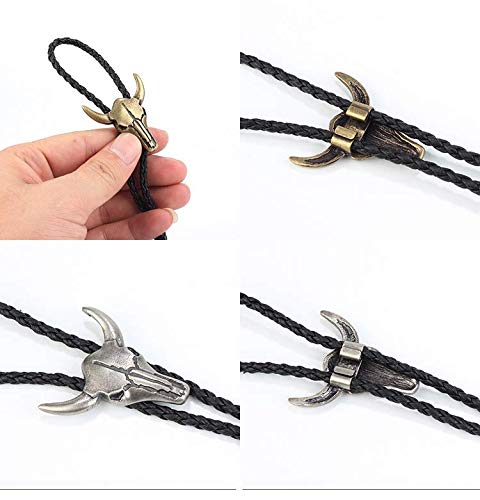 AZORA Western Cowboy Bolo Tie Men Leather Necktie Rope Cord Pendant Necklace Braided Jewelry for Men