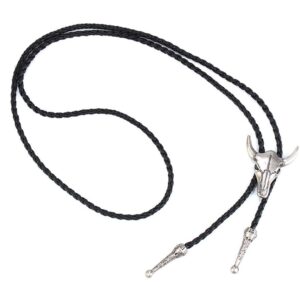 AZORA Western Cowboy Bolo Tie Men Leather Necktie Rope Cord Pendant Necklace Braided Jewelry for Men