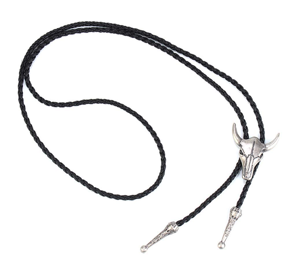 AZORA Western Cowboy Bolo Tie Men Leather Necktie Rope Cord Pendant Necklace Braided Jewelry for Men