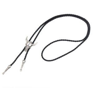 AZORA Western Cowboy Bolo Tie Men Leather Necktie Rope Cord Pendant Necklace Braided Jewelry for Men