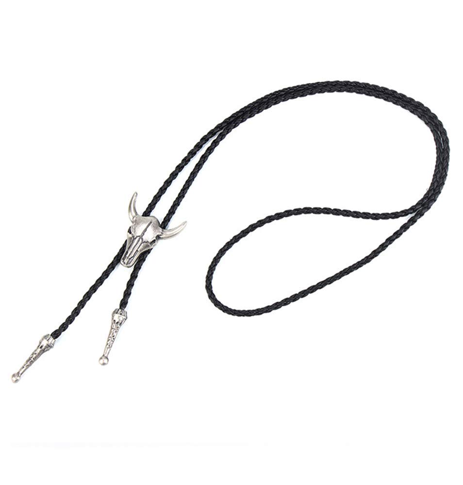 AZORA Western Cowboy Bolo Tie Men Leather Necktie Rope Cord Pendant Necklace Braided Jewelry for Men