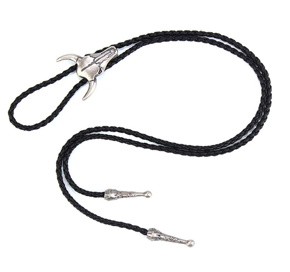 AZORA Western Cowboy Bolo Tie Men Leather Necktie Rope Cord Pendant Necklace Braided Jewelry for Men