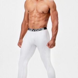 DEVOPS 2 Pack Men's 3/4 Compression Pants Athletic Leggings (Large, Black/White)