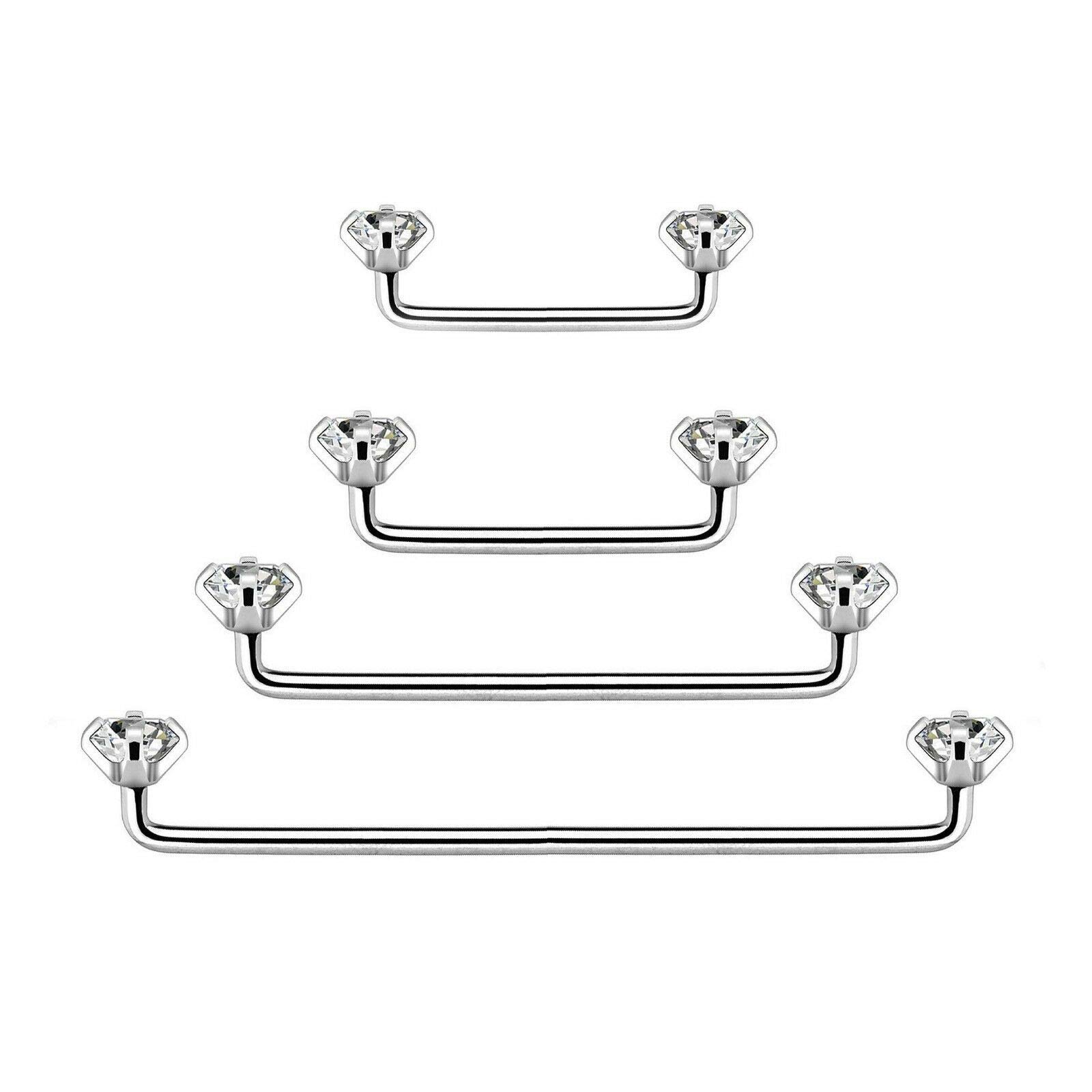 316L Surgical Steel Staple Surface Piercing CZ Crystal 14G Staple Barbell Internally Threaded Staple Surface Barbell 3/4" 19mm