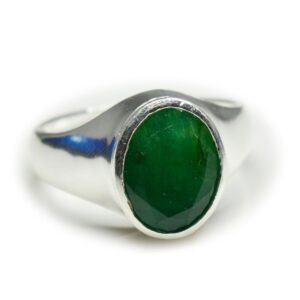 jewelryonclick natural 7 carat emerald silver rings for women bold design with bezel setting in size 4-13