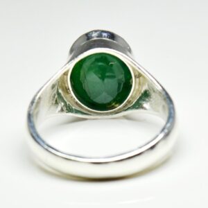 Jewelryonclick Natural 7 Carat Emerald Silver Rings for Women Bold Design with Bezel Setting in Size 4-13