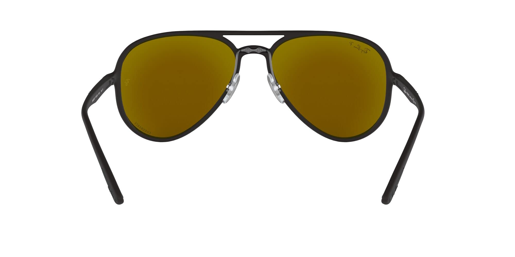 Ray-Ban Rb4320ch Chromance Aviator Sunglasses, Matte Black/Polarized Green Mirrored Blue, 58 mm