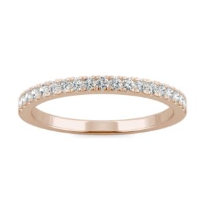 14k rose gold moissanite by charles & colvard 1.5mm round wedding band-size 9 0.29cttw dew