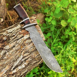 SharpWorld 15 Inches Custom Damascus Knife Pakka Wood Handle w/Brown Leather Sheath TJ117