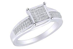 affy round white natural diamond square twist engagement wedding ring 14k white gold over sterling silver (0.15 cttw, clarity i2-i3, color- i-j) ring size- 5