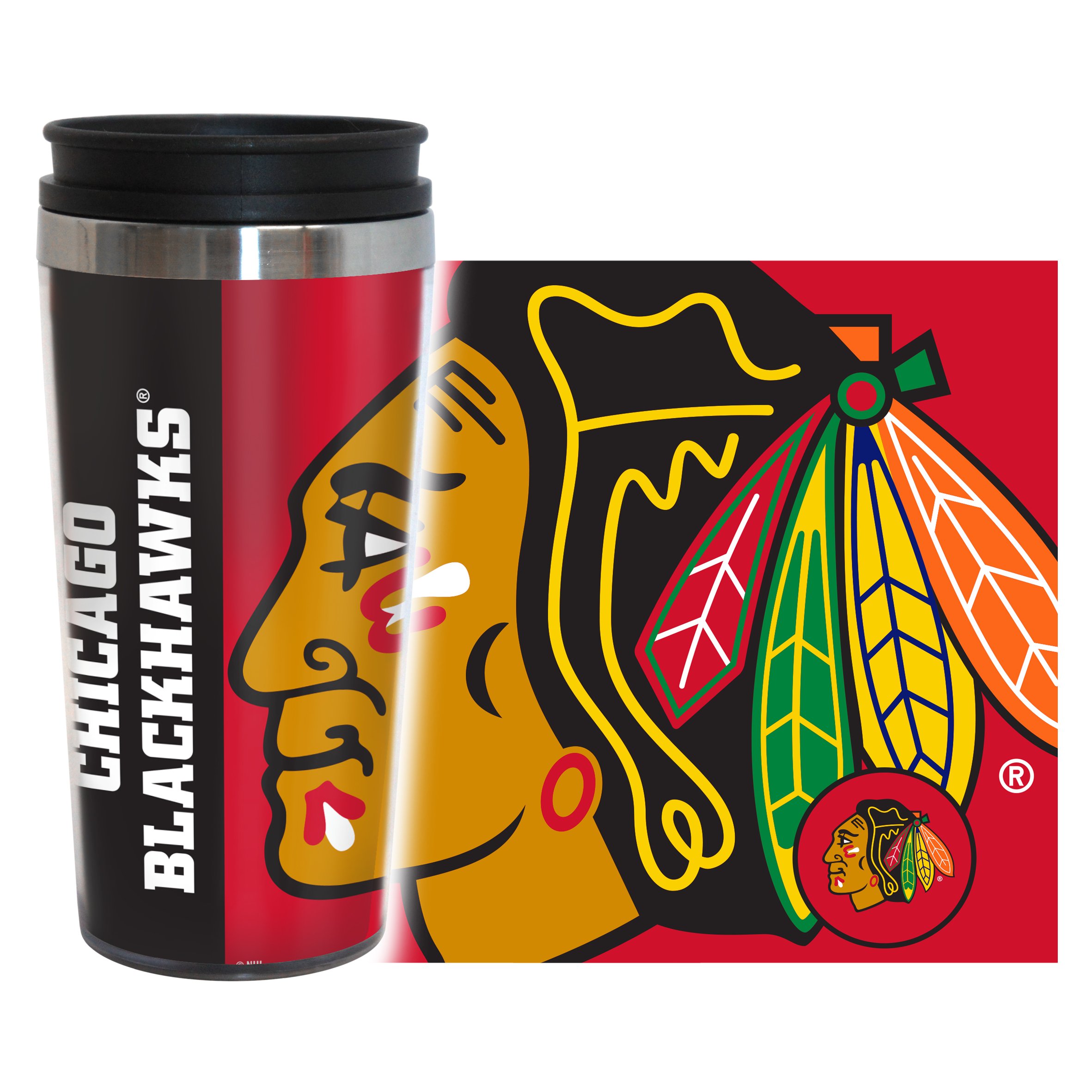 NHL Chicago Blackhawks 14 Ounce Travel TumblerFull Wrap Hype, Team Color, 14 Ounce