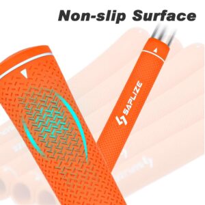 SAPLIZE Golf Grips 13 Pack Standard Size Including 15 Tapes, Rubber Golf Club Grips, Orange