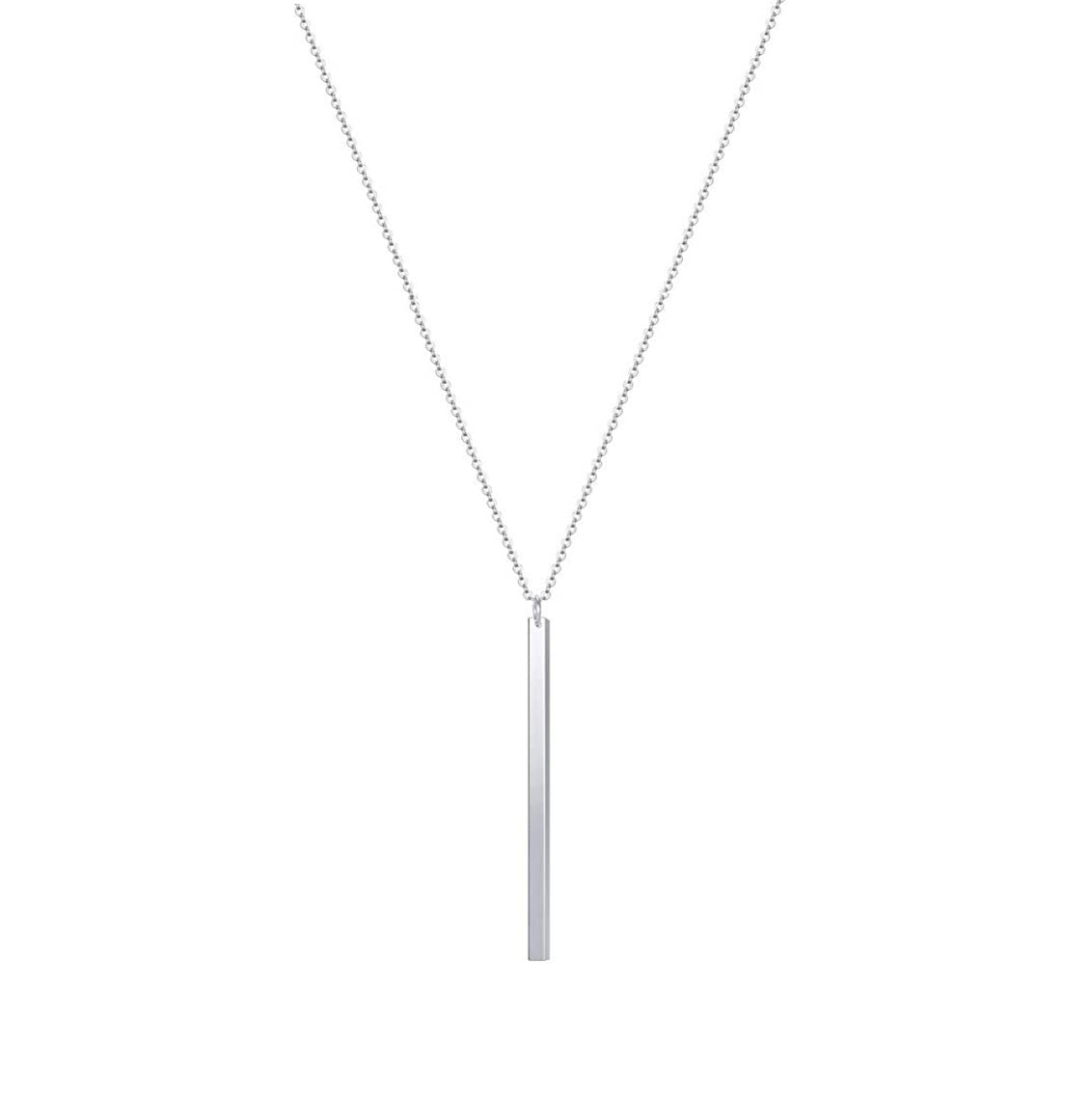 Artmiss Bar Pendant Necklace Gold Long Y-Necklace Delicate Lariat Chain Jewelry for Women(Silver)