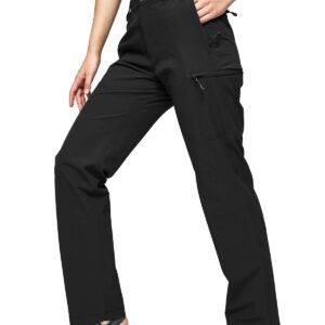 MIER Women's Quick Dry Cargo Pants Lightweight Tactical Hiking Pants with 6 Pockets, Stretchy and Water-Resistant, Black, 4